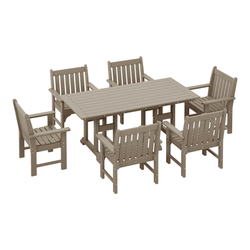 Lark Manor Albric Poly 7-Piece Rectangular Table Garden Arm Chair Dining Set & Reviews | Wayfair
